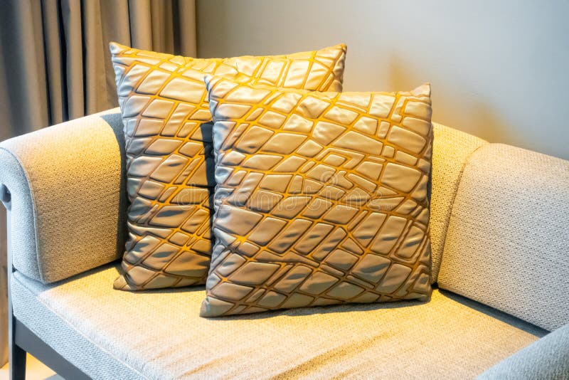 Beautiful Pillows Decoration on Sofa in Living Room Stock Photo - Image ...