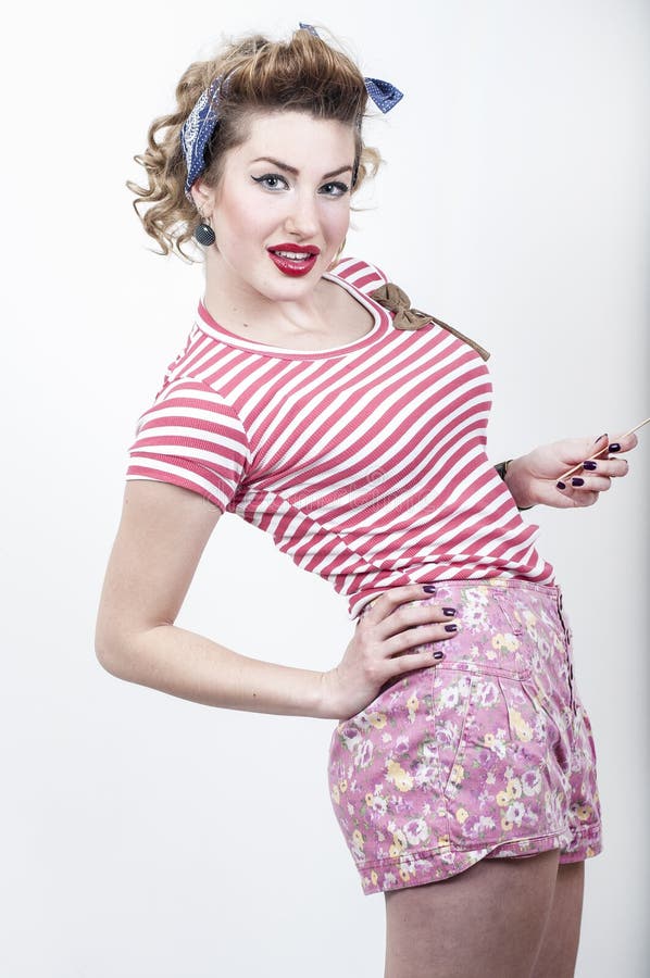Beautiful pin-up girl stock image. Image of fifties, emotion - 29037375
