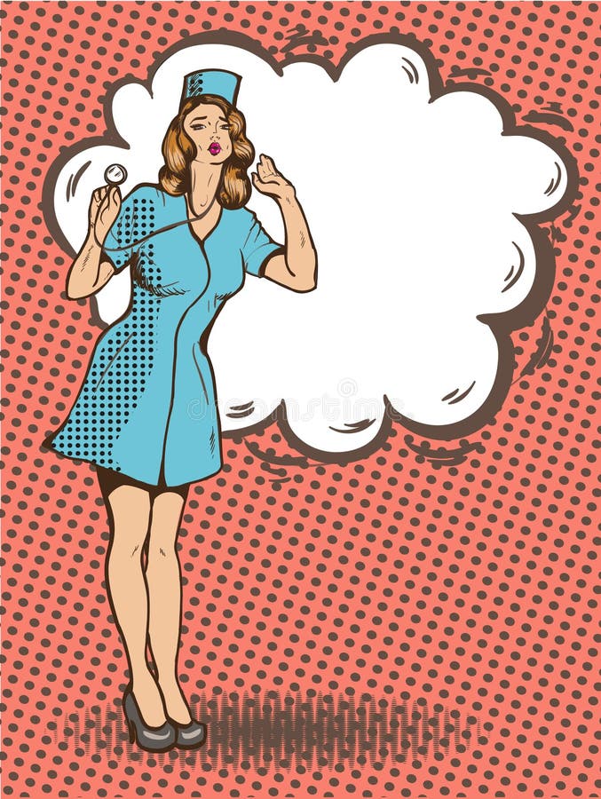 Beautiful Pin Up Pop Art Comic Nurse Vector Stock Vector - Illustration ...