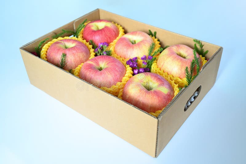 Beautiful Pink Apple Box Light Blue Background Stock Photos - Free ...