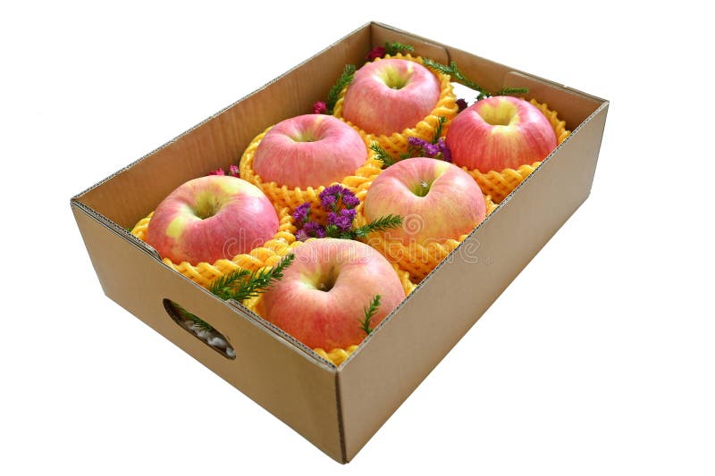 Beautiful Pink Apple in the Box on White Background Stock Photo - Image ...