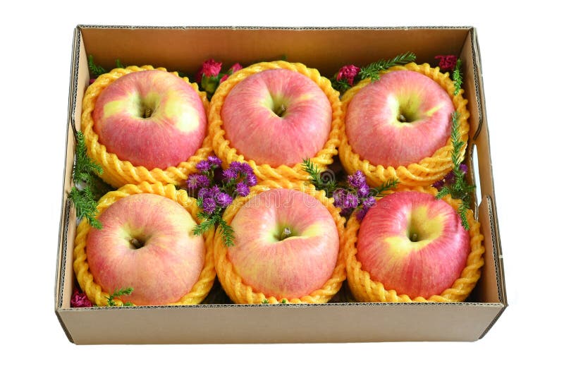 Beautiful Pink Apple in the Box on White Background Stock Photo - Image ...