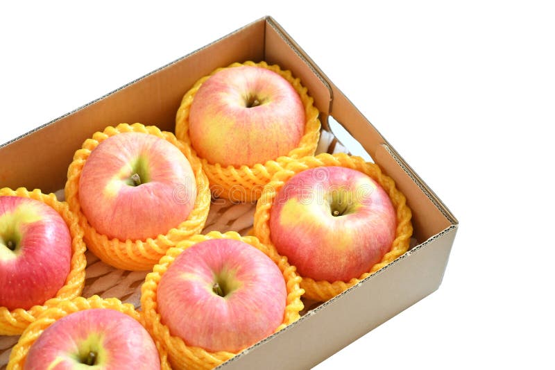 Beautiful Pink Apple in the Box on White Background Stock Photo - Image ...