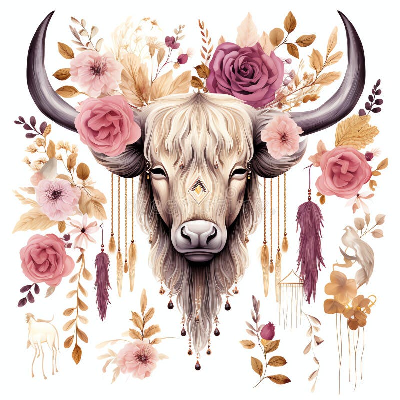 Beautiful Pink Buffalo Clipart Illustration Stock Illustration ...