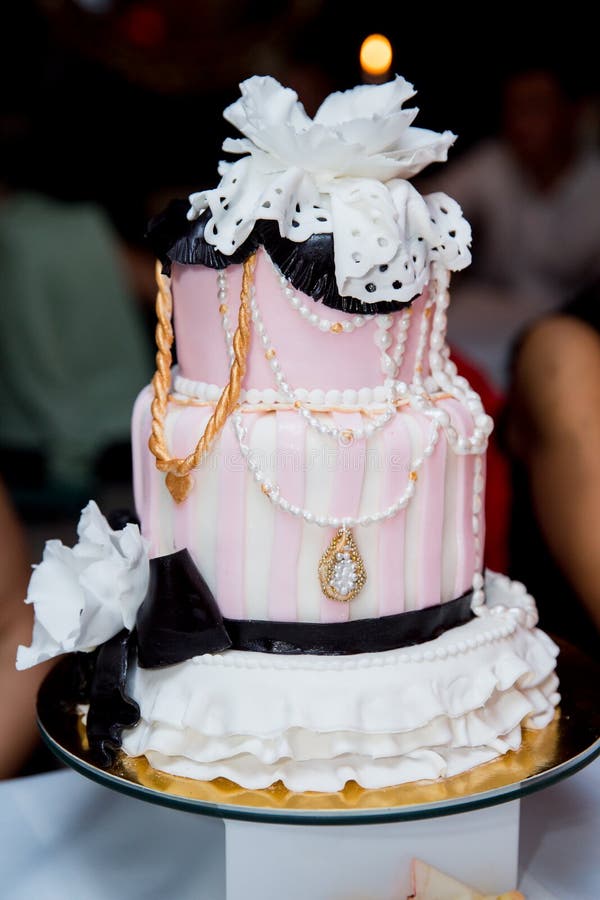 Beautiful Pink Cake with Decorations for a Party Stock Photo - Image of ...