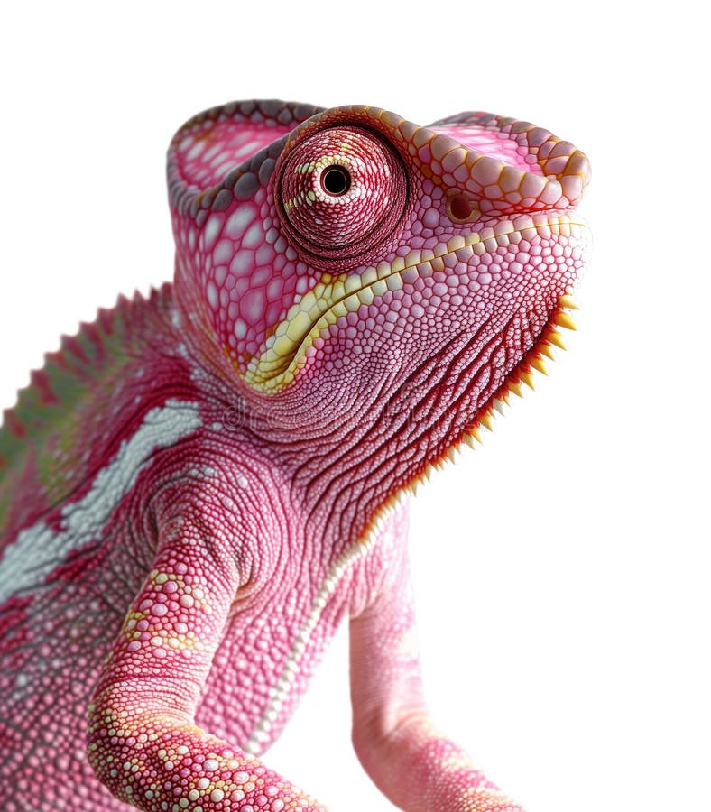 Pretty Pink Chameleon Isolated on a White Background Stock Illustration ...