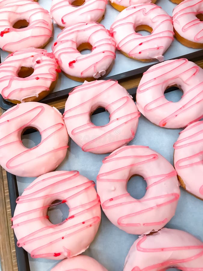 Beautiful Pink Dessert, Strawberry Jam Donut Stock Image - Image of ...