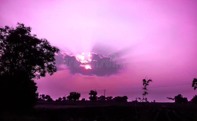 Pink Dusk Stormy Sunset stock photo. Image of landscape - 243203914