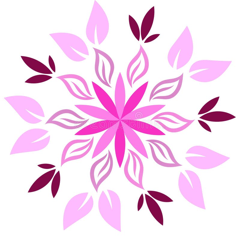 Beautiful Pink Floral Leaves Rangoli Pattern Stock Illustration ...