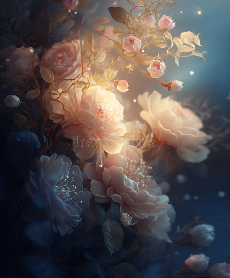 Beautiful Pink Flowers Blooming in Soft Light Stock Illustration ...