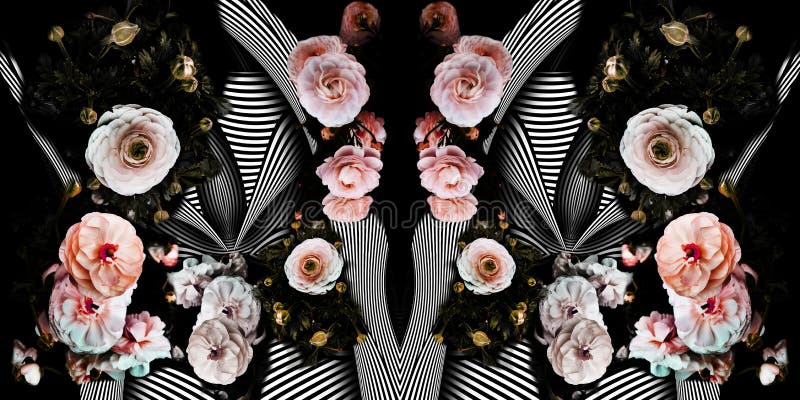 Flowers and Geometric Pattern Stock Illustration - Illustration of ...