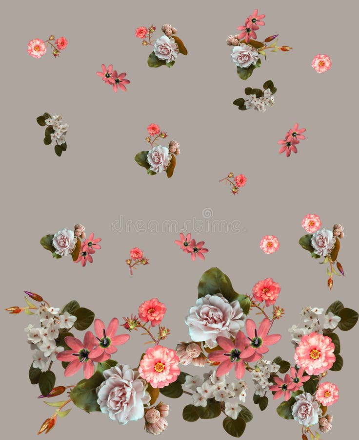 Beautiful Pink Flowers on Leopard Pattern Stock Illustration ...
