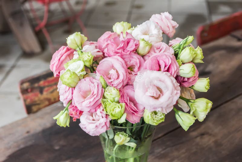 Beautiful Pink Flowers in Vase Stock Photo - Image of gift, date: 70209488