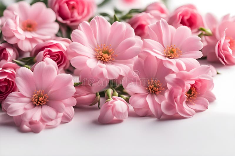 Beautiful Pink Flowers on White Background. Use for Wedding Invitation ...