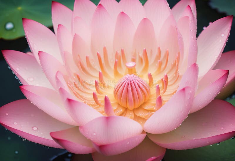 A Beautiful Pink Lotus Flower in Full Bloom Stock Illustration ...