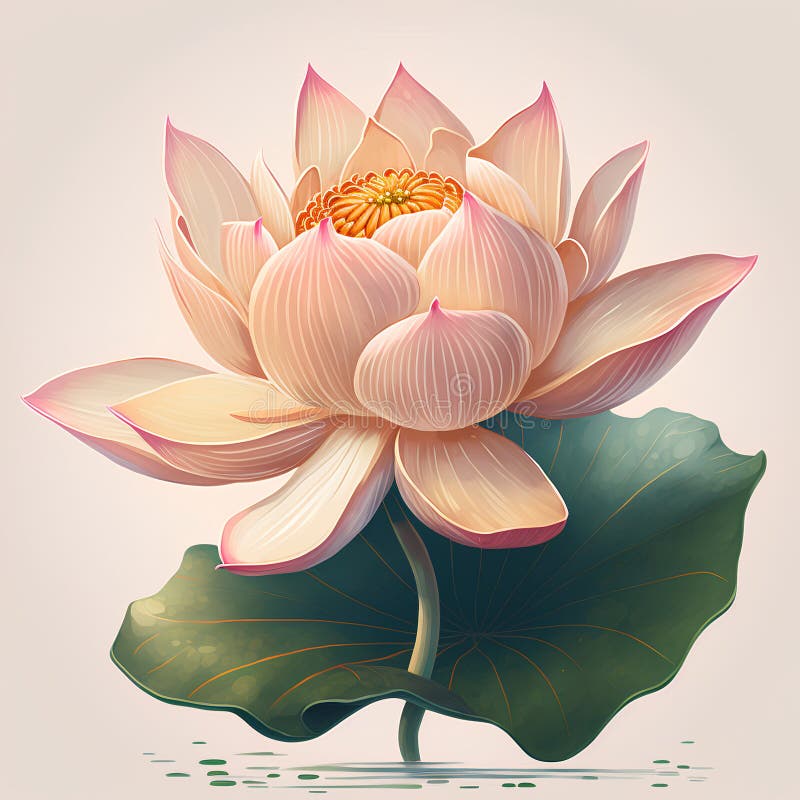 Beautiful Pink Lotus Flower on the Water. Vector Illustration Stock Illustration - Illustration ...