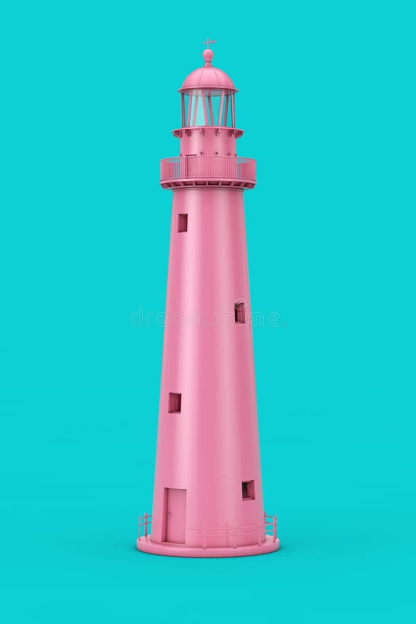 Beautiful Pink Old Lighthouse Duotone. 3d Rendering Stock Image - Image ...