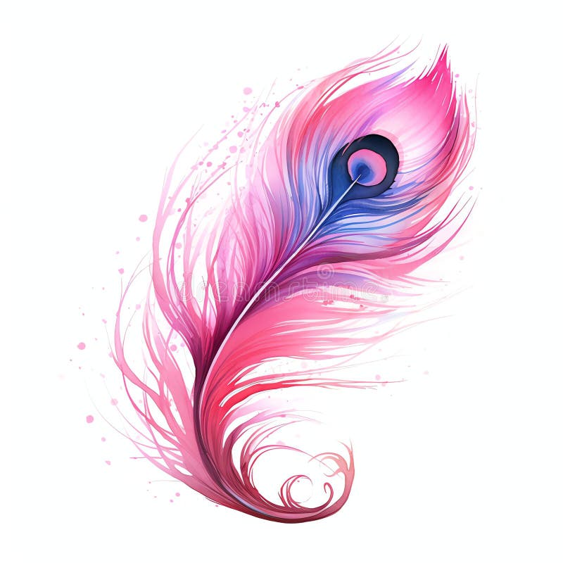 Beautiful Pink Peacocks Feather Clipart Illustration Stock Illustration ...