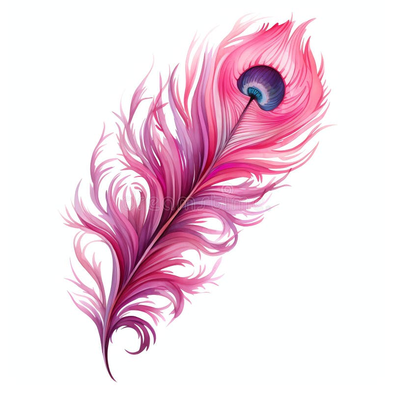 Beautiful Pink Peacocks Feather Clipart Illustration Stock Illustration ...