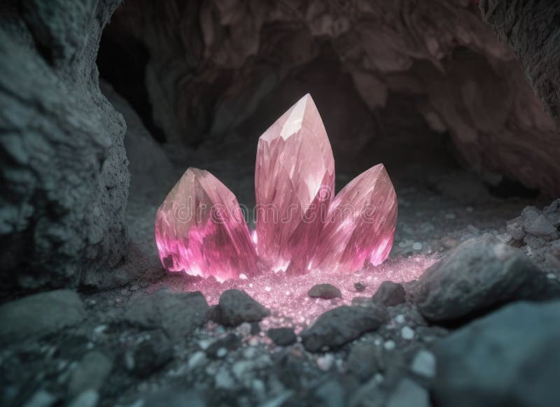 Beautiful Pink Quartz Crystal in Cave. Gemstone. AI Generated Stock ...