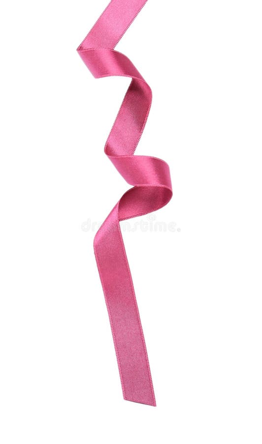 Beautiful Pink Ribbon Isolated on White, Top View Stock Image - Image ...