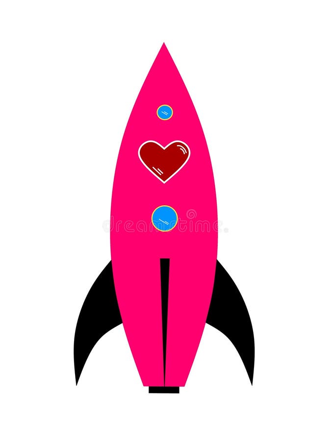Beautiful Pink Rocket Graphic Design on White Stock Illustration ...
