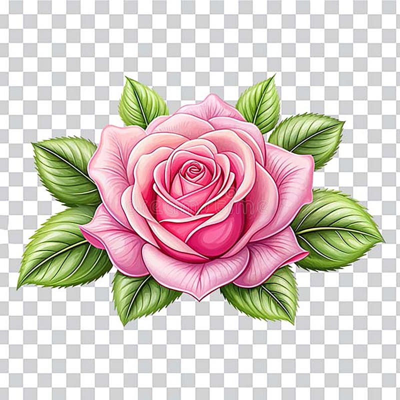 Beautiful Pink Rose Blossom Flower Drawing Stock Illustration ...