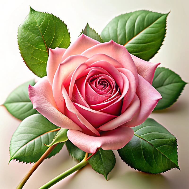 Beautiful Pink Rose with Green Leaf. Pink Rose JPG File Stock Photo ...