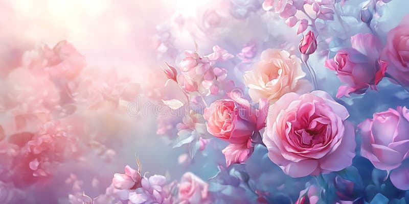 Beautiful Pink Roses Background Soft Floral Wallpaper Stock ...