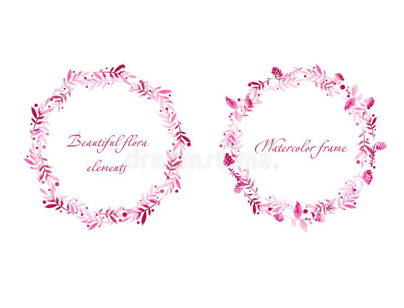 Beautiful Pink Round Frames of Raspberry and Leaves Stock Vector ...