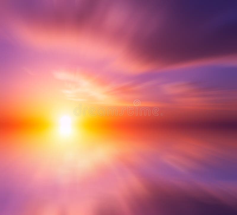 Beautiful Pink Sea Sunset with Bright Sun and Clouds Stock Photo ...