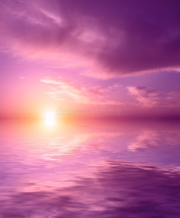 Beautiful pink sea sunset stock image. Image of beauty - 174120653