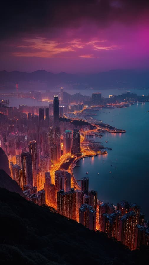 Beautiful Pink Sky Sunlight Above the City. Generative AI Stock Image ...