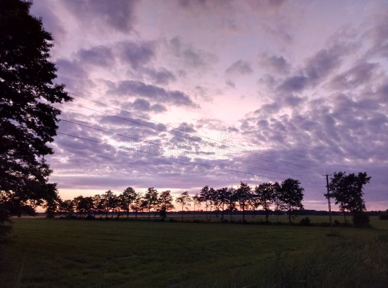 Beautiful Pink Sunset on the Field Stock Photo - Image of cloud ...