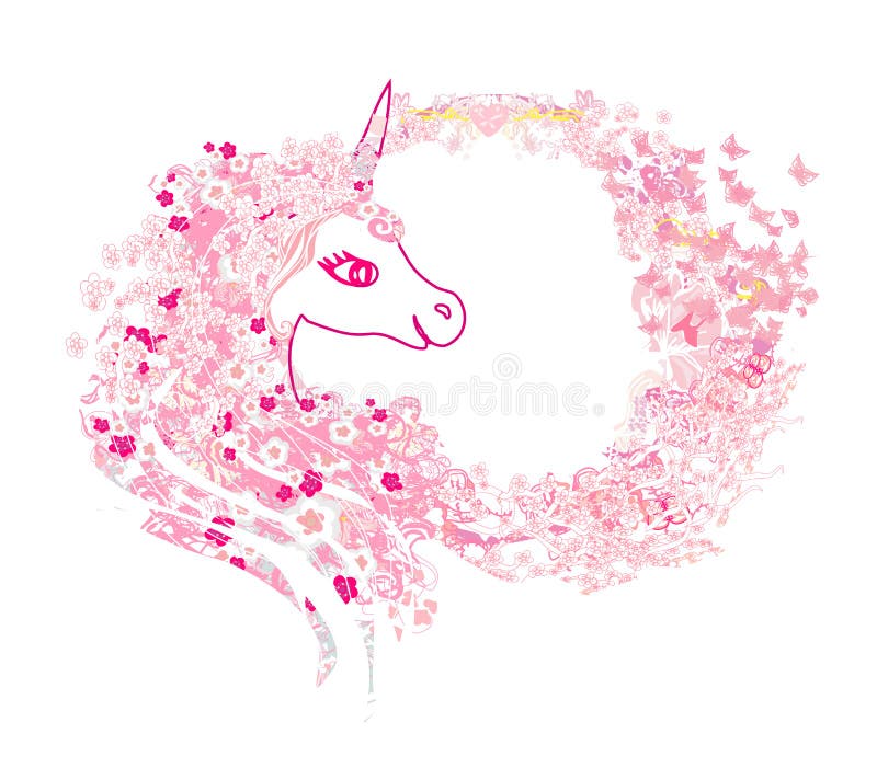 Beautiful pink Unicorn. stock illustration. Illustration of character ...