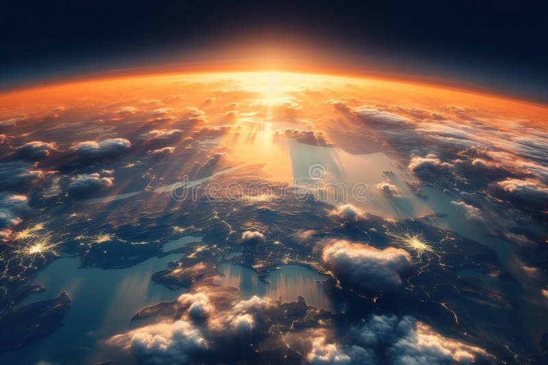 Beautiful Planet Earth Seen from Space, Aerial View Stock Illustration ...