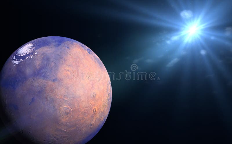 The Beautiful Planet Mars and the Sun Stock Photo - Image of lens ...