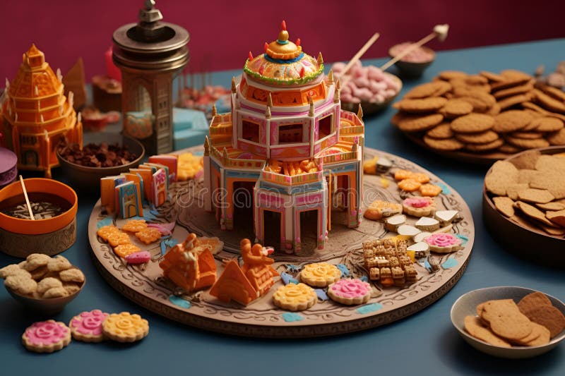 Beautiful Plate with Traditional Diwali Sweets Stock Illustration ...