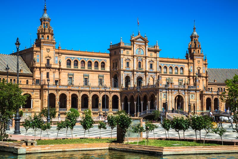 Beautiful Plaza De Espana, Sevilla, Spanien Stockbild - Bild von maria ...