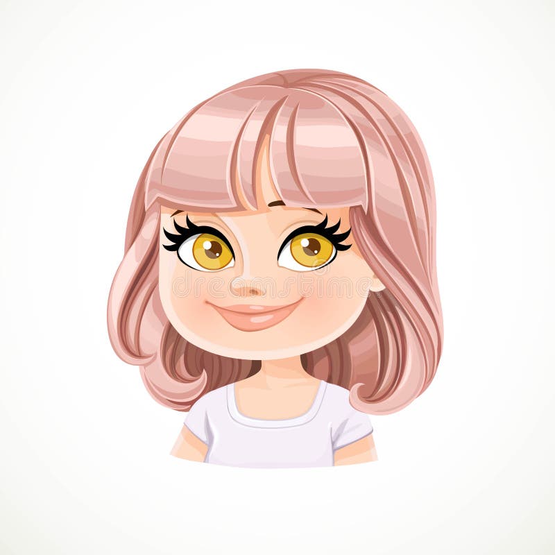 Beautiful Pleased Smiling Cartoon Brunette Girl with Hair are Shifted ... Beautiful Pleased Smiling Cartoon Brunette Girl with Hair are Shifted ...