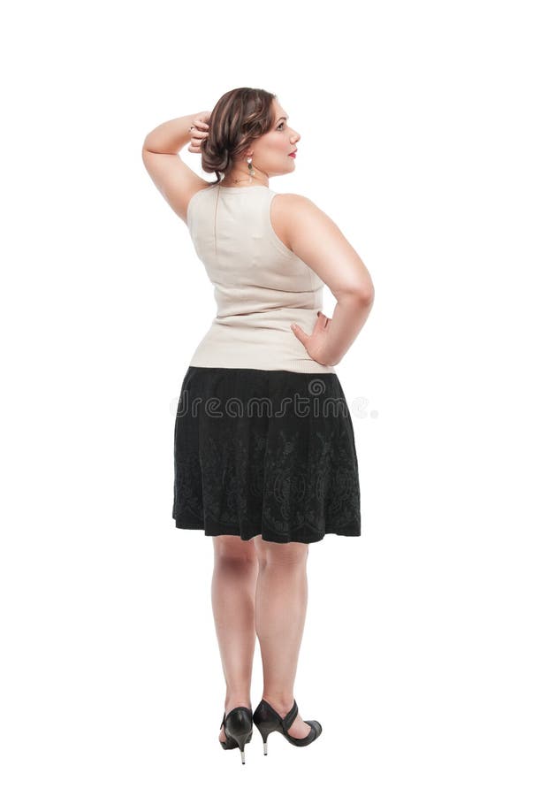 Beautiful Plus Size Woman in Red Dress Posing Isolated Stock Photo ...