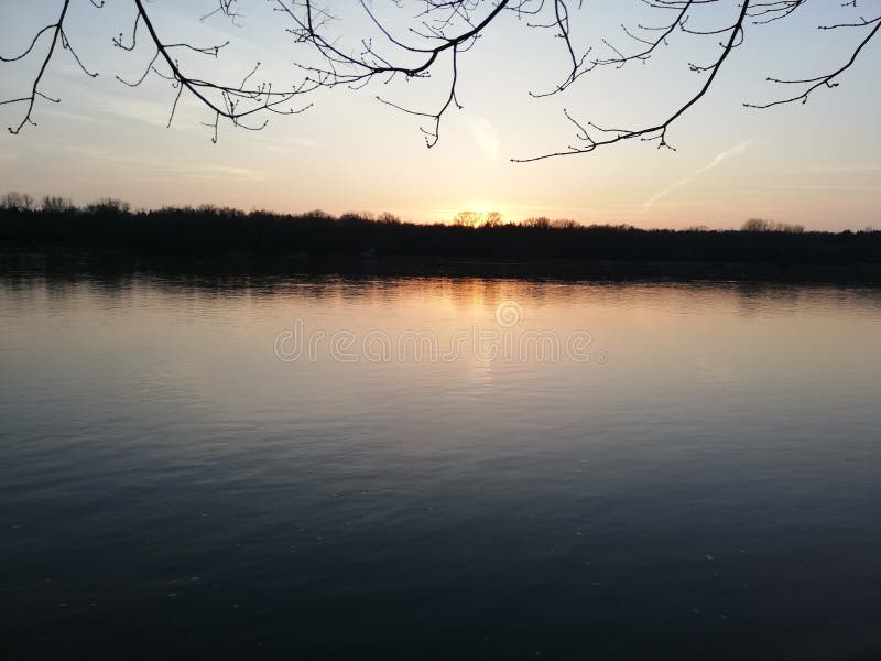 Beautiful Polish River at Sunset. Stock Image - Image of river ...