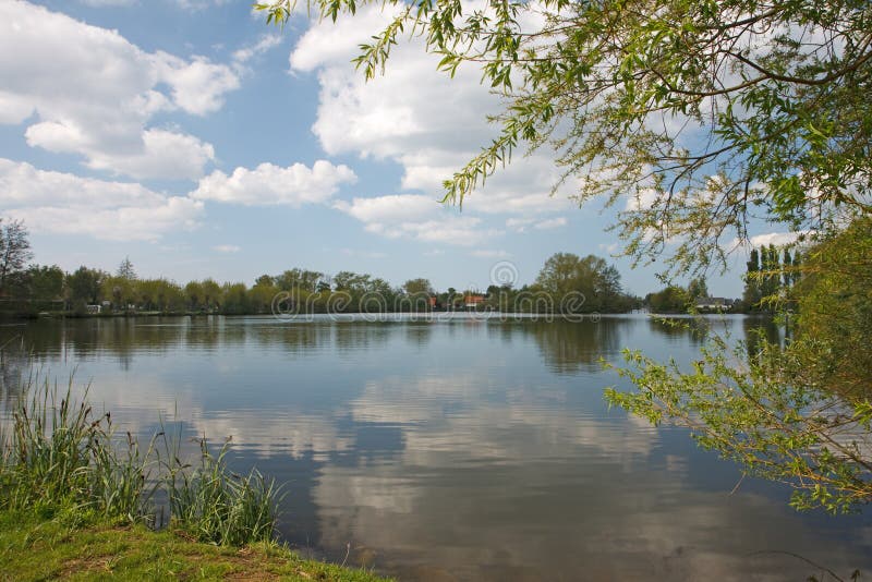 Beautiful Pond Reflecting the Sky Stock Image - Image of environment ...
