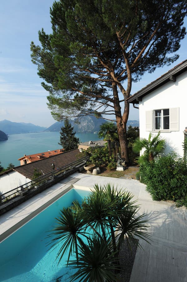 Beautiful Pool at a House of Lugano Stock Photo - Image of villas ...