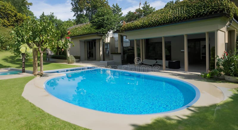 Beautiful Pool Inside a Big House Stock Illustration - Illustration of ...