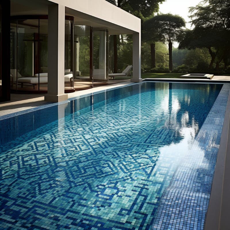 Beautiful Pool in Luxury House Generated by AI Tool Stock Illustration ...
