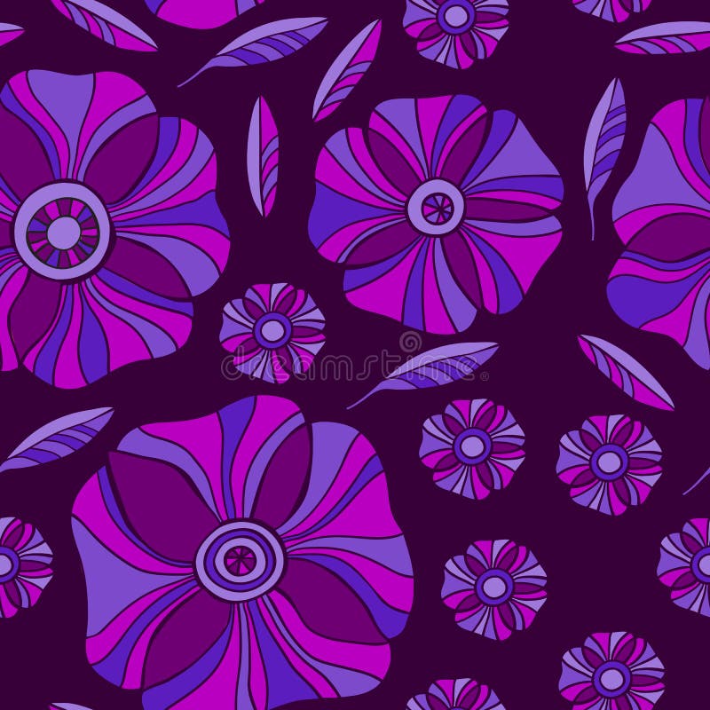 Beautiful Poppy Flowers Set, Colorful Vector Seamless Pattern. Stock ...
