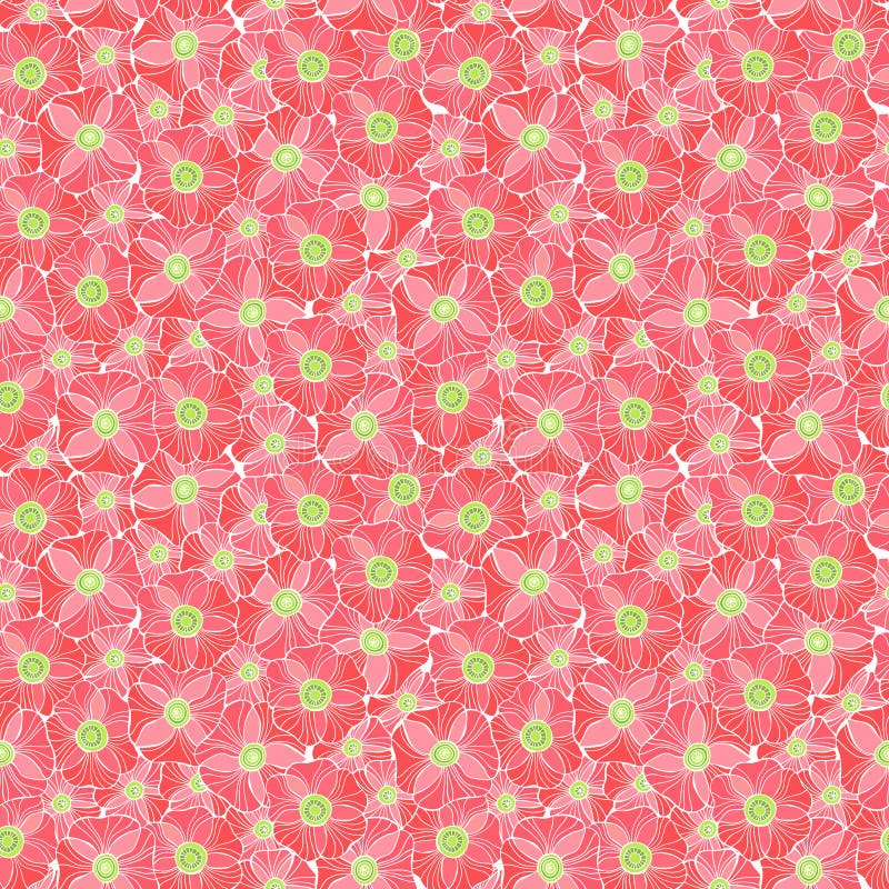 Beautiful Poppy Flowers Set, Colorful Vector Seamless Pattern. Stock ...