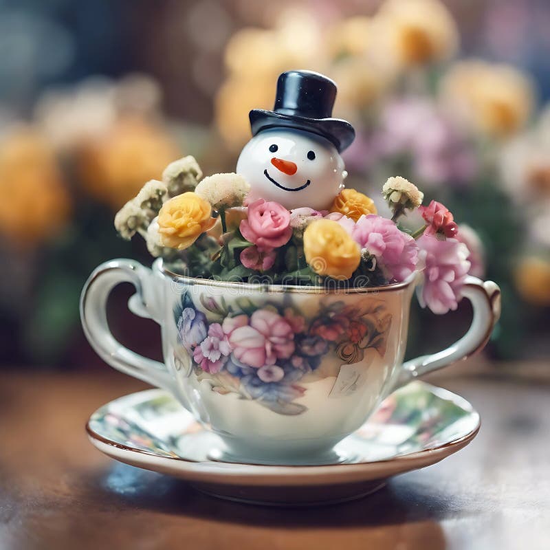 Beautiful Porcelain Cup and Saucer Decorated with Floral Pattern Stock ...