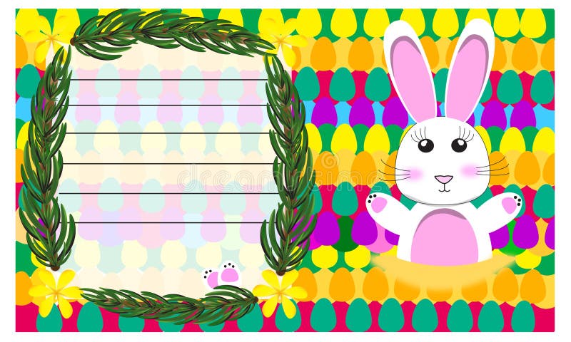 Postcard or Invitation for Birthday or Easter. Vector Illustration ...